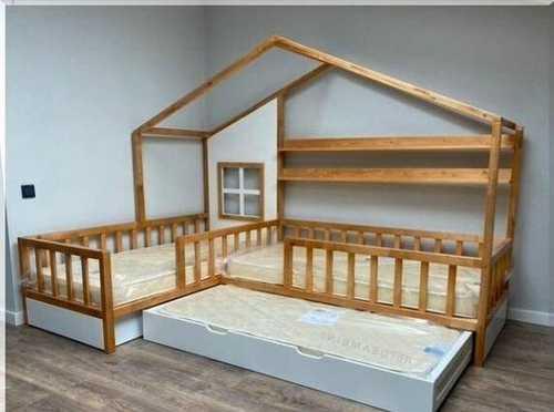 Угловая кровать для троих детей