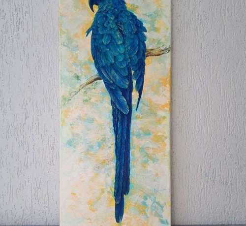 Интерьерная картина "Синий попугай" 30х70