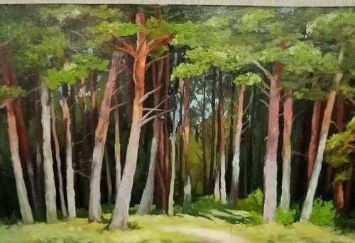 Картина "Сосновый лес" пейзаж масло
