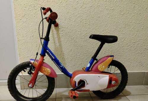Детский велосипед btwin 14 с доп колесами