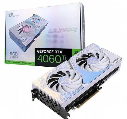 Видеокарта Colorful RTX4060Ti Ultra W DUO OC 8GB-V 128-bit gddr6 DPx3 hdmi 2FAN RTL