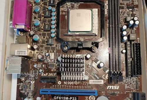 Материнская плата MSI GF615M-P33+процессор+озу