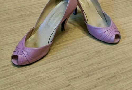 Туфли итальянские, розовато-сиреневые, кожаные