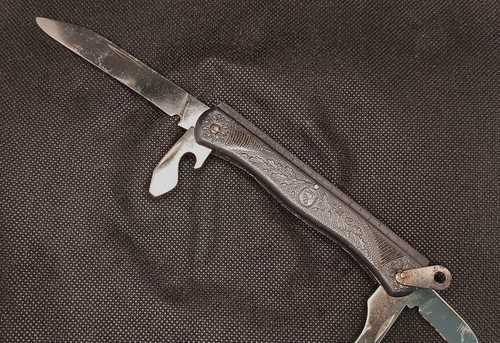 Нож СССР складной 4-х предметный серый