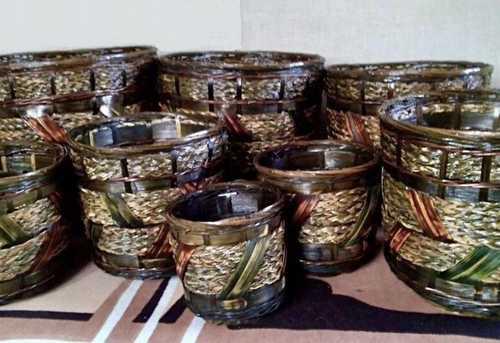 Новый набор 8 кашпо, плетеные корзины для растений