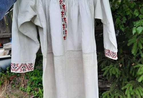 Платье старинное домотканое льняное с вышивкой