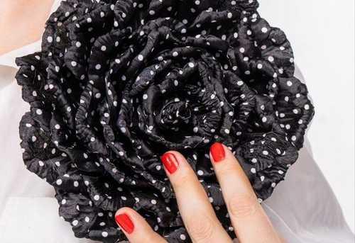 Брошь-цветок из ткани Роза ручной работы