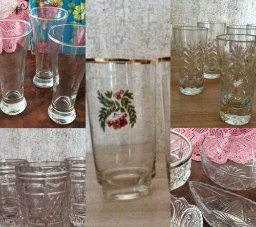 Хрустальные стаканы, бокалы, стопки, посуда