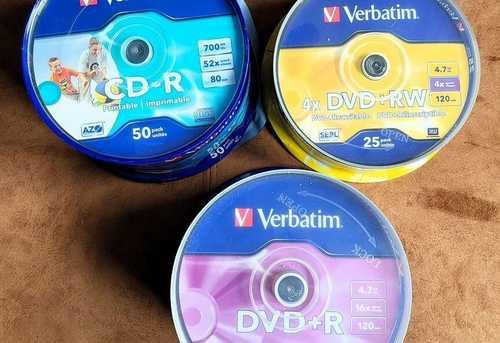 Комплект дисков Verbatim DVD-RW, DVD-R, CD-R новые