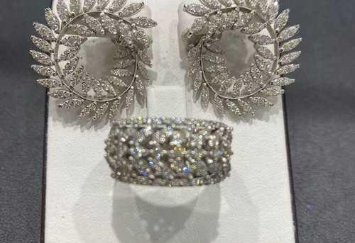 Бриллиантовые серьги и кольцо 585
