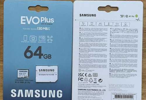 Карта памяти MicroSD Samsung EVO Plus 64 гб