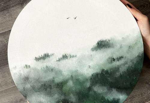 Круглая интерьерная картина масло 40 Сумерки Туман