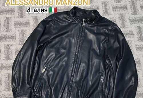 Кожаная куртка Alessandro Manzoni 50-52 т-синяя