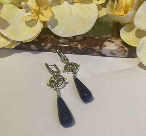 Серьги с лазуритои