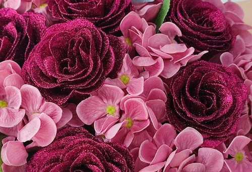 Букет мыльных цветов блестящие розы гортензия