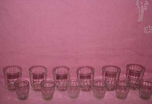 Набор из 12 штук:стаканы +стопки времен СССР