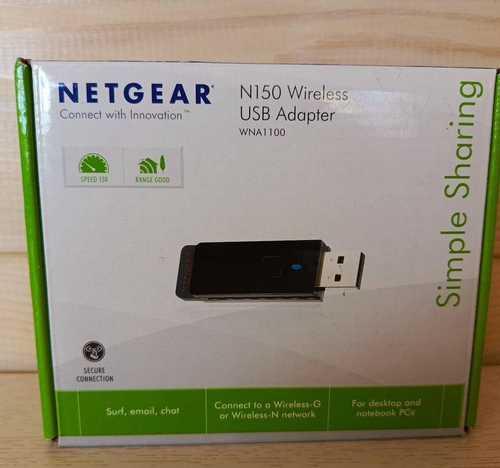 Wi-Fi адаптер netgear WNA1100 черный,новый