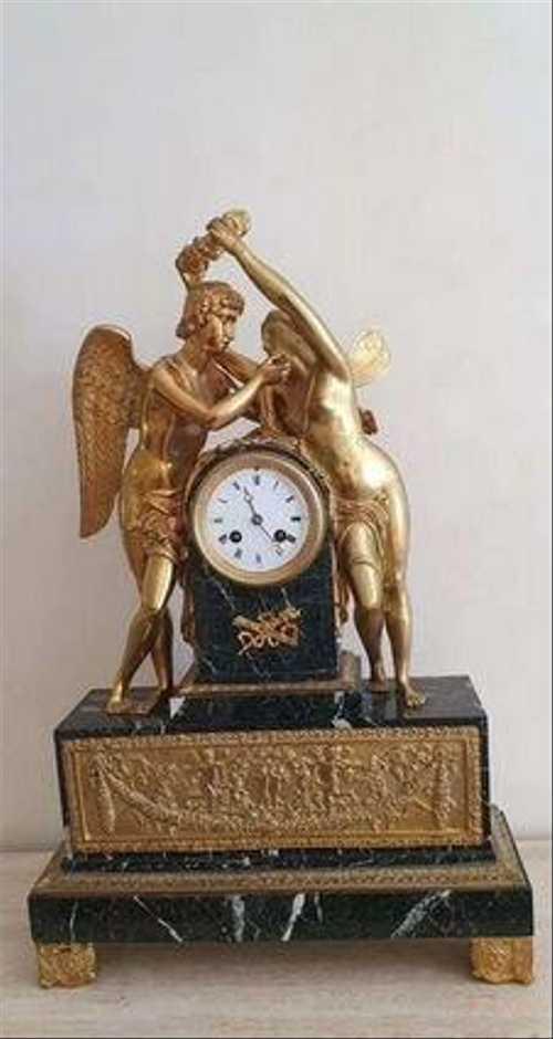 Часы бронза мрамор Франция 19 век