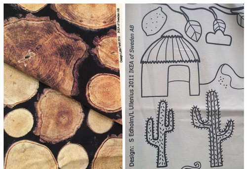 Винтажная ткань от IKEA "раскраска", "дрова"
