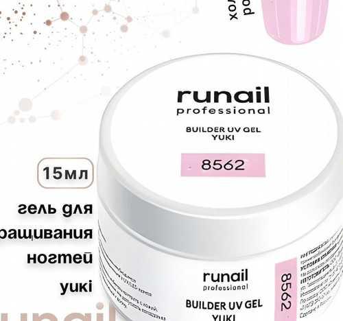 RuNail Гель с хлопьями Юки, 15 мл №8562