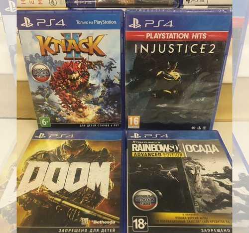 PS4 Doom/ Tom Clancy Осада/ Knack 2/ Injustice