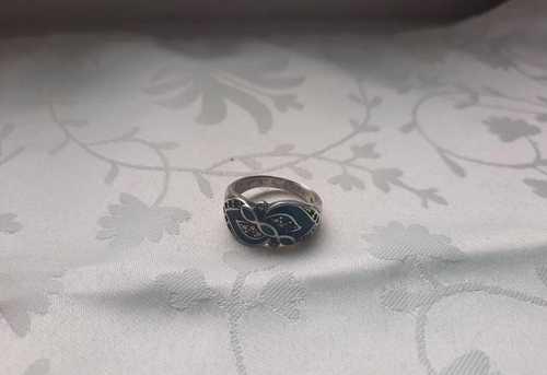 Кольцо серебрянное с эмалью