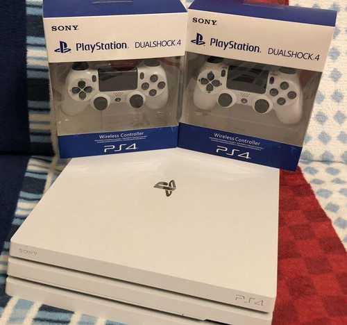 Прошитая PS4 Pro White + 2 джойстика и любые игры