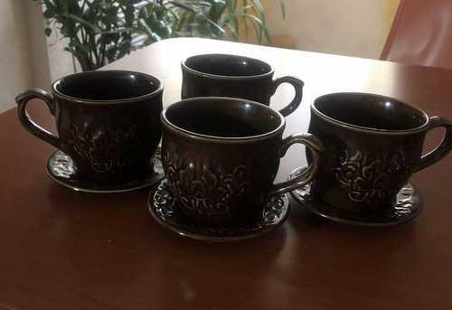 Чашки чайные с блюдцами-4 шт