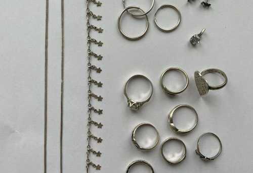 Украшения из серебра цепочка серьги кольцо