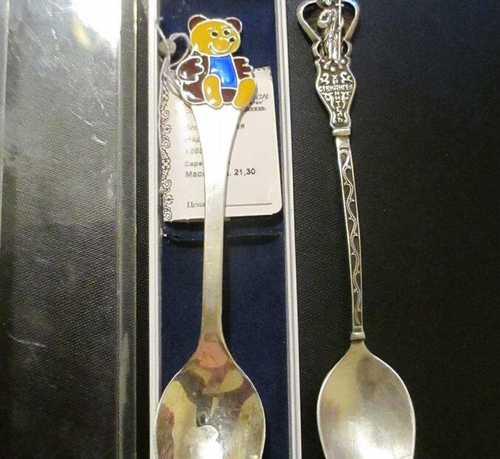 Ложки серебро ангел хранитель и мишка
