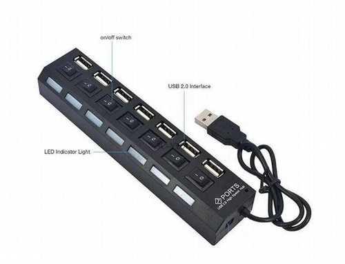 USB Hub разветвитель на 7 USB с выключателями