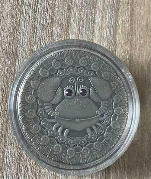 Серебряная монета знак зодиака «Рак» Беларусь