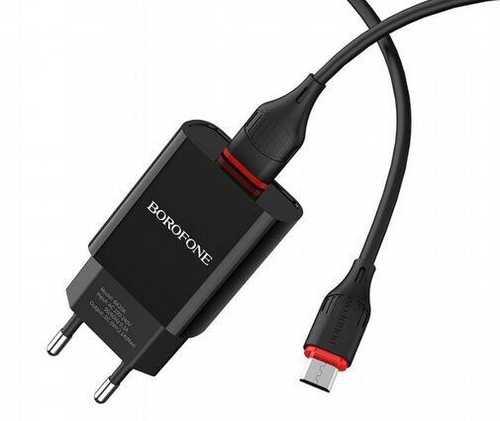 Сзу USB 2.1A borofone BA20A Sharp кабель Micro чер