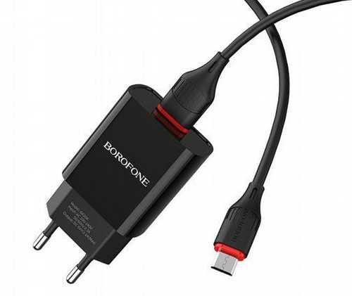 Сзу USB 2.1A borofone BA20A Sharp кабель Micro чер