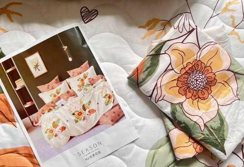 Комплект постельного белья с одеялом евро цветы