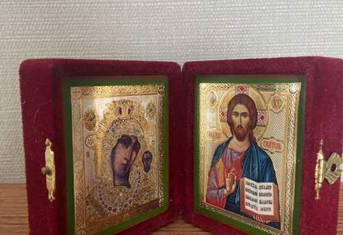 Икона складень Спасителя и Казанской Божьей Матери