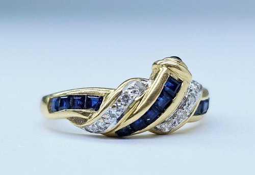 Золотое кольцо с сапфирами 750 пробы