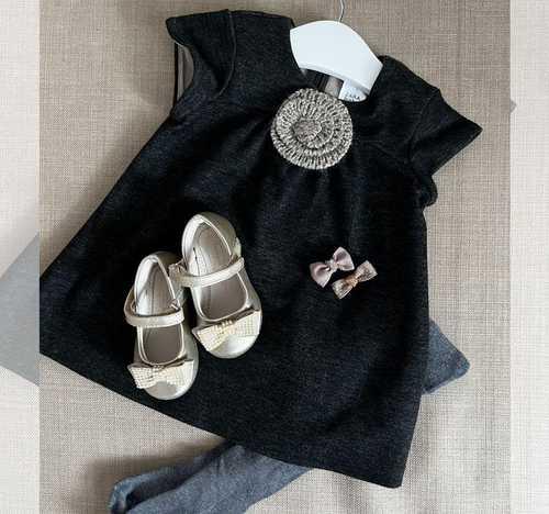 Платье zara 9/12 мес и туфли 19 р-р