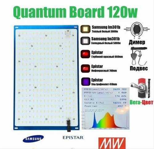 120w Quantum board Samsung LM301d фитолампа led