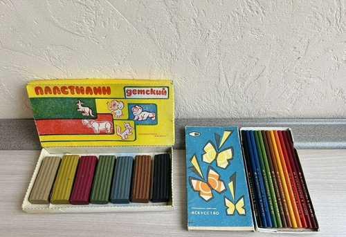 Пластилин.Цветные карандаши.ссср