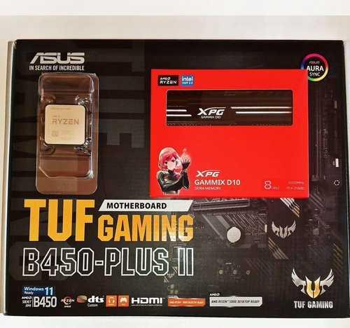 Материнская плата asus TUF с Ryzen 5 5600 и озу 16