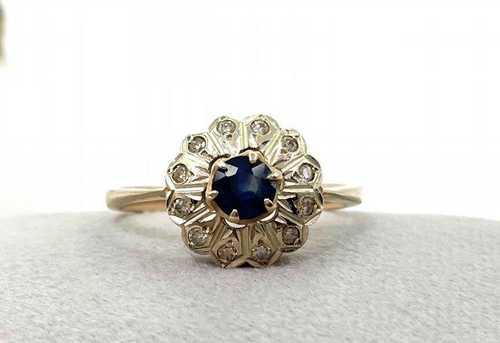 Золотое кольцо малинка с бриллиантами 585 пробы