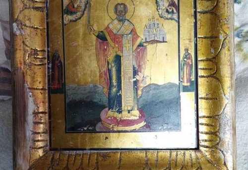 Старинная икона святитель Николай можайский