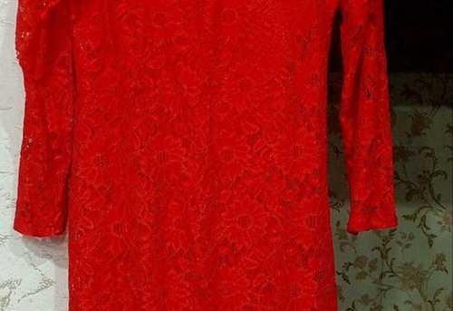 Платье гипюровое красное. 42-44