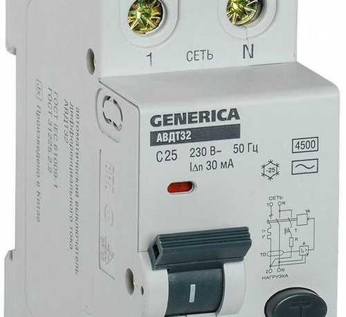 Дифференциальный автоматический выключатель 20а. Generica автоматический выключатель c5. Автоматический выключатель IEK generica. Generica c20 УЗО. Автоматический выключатель generica 1п 63а 30ма.