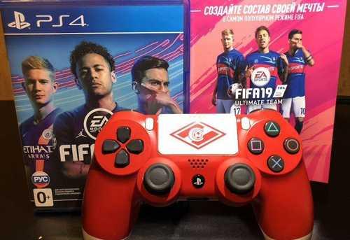 Dualshock 4 v2 Ps4 Спартак + диск Fifa 19 бонус