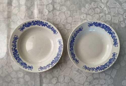Суповые тарелки белые с рисунком зик 2 шт