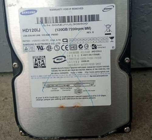 Жесткий диск hdd Samsung hd120ij 120 gb