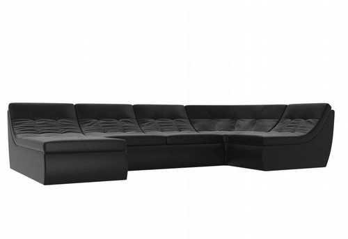 П-образный модульный диван Холидей экокожа черный