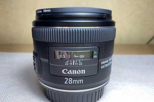 Обьектив Canon 28mm f/2.8 USM + бленда
